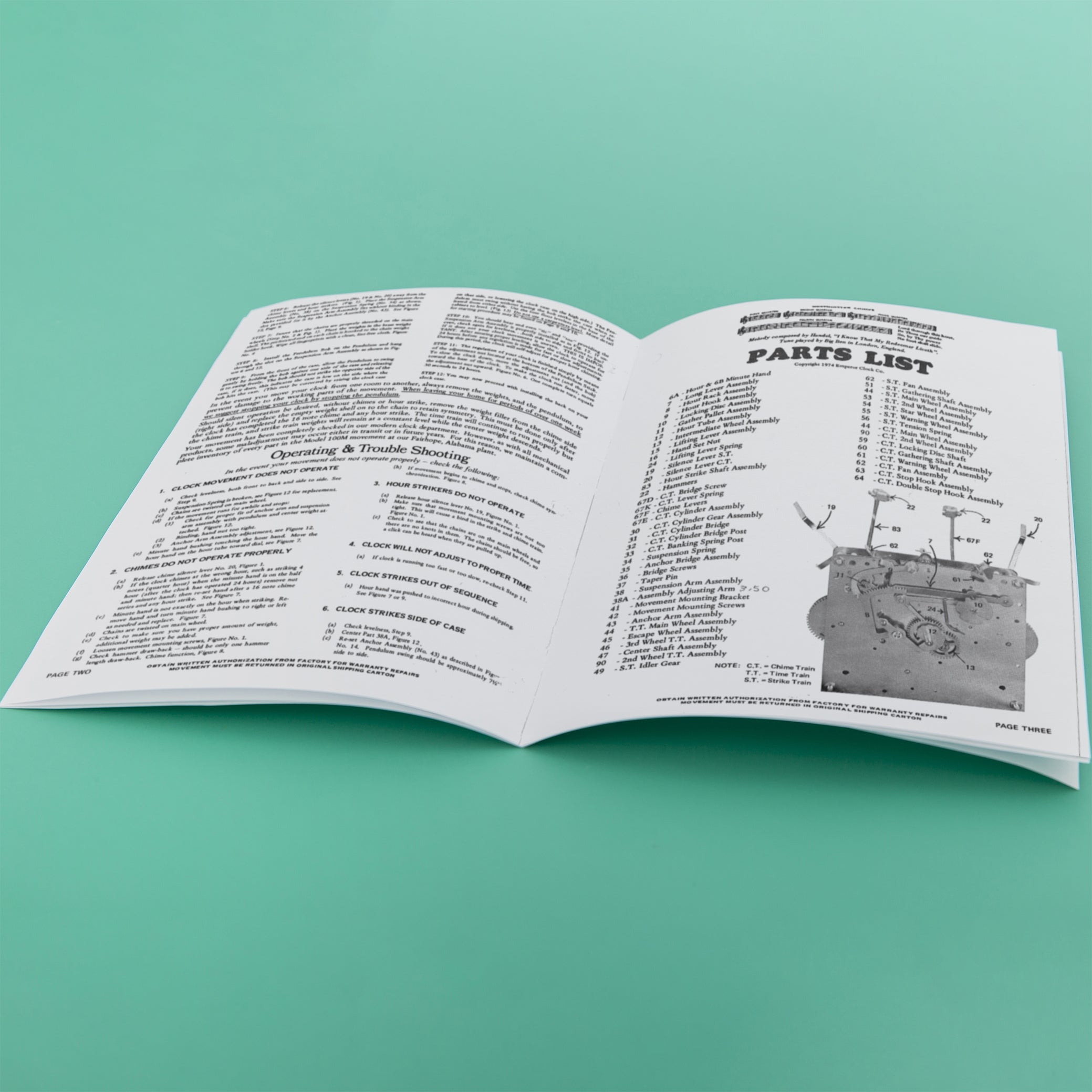 Emperor Instruction Manual for 100M/Jauch77 — Emperor Clock Company