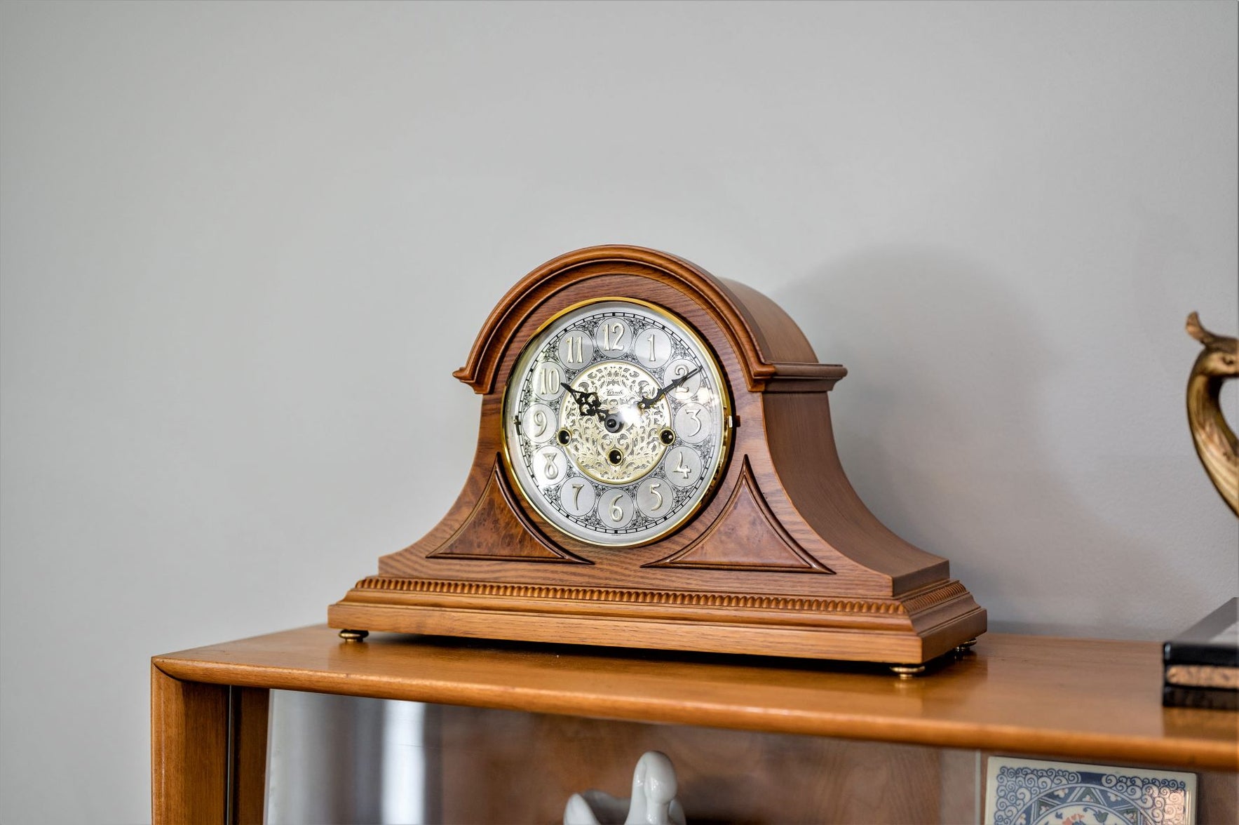 CHIMING CLASSIC TAMBOUR AMELIA MANTEL CLOCK — Emperor Clock Company