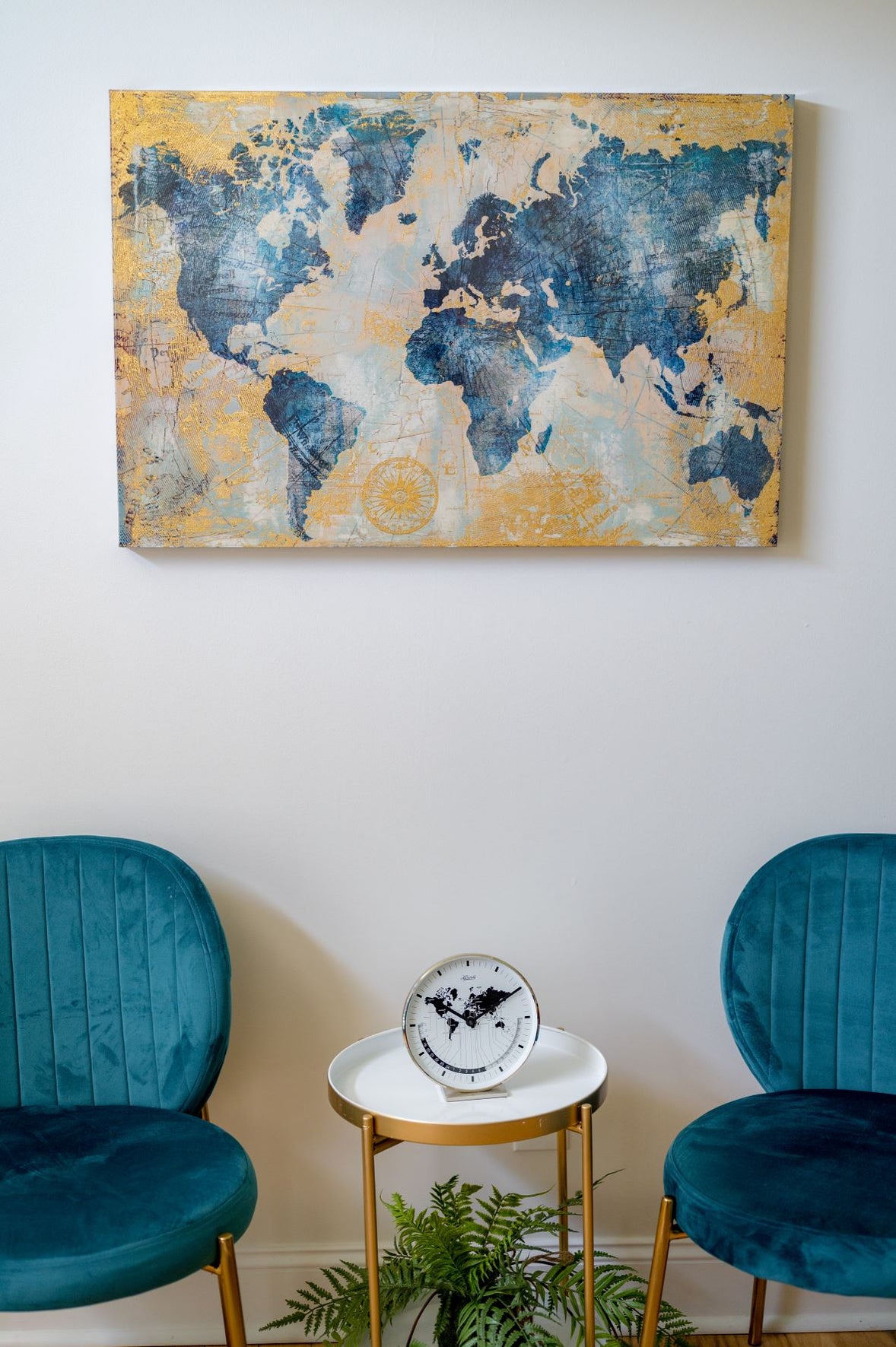 Modern Brass Buffalo World Map Timezone Table Clock — Emperor Clock Company