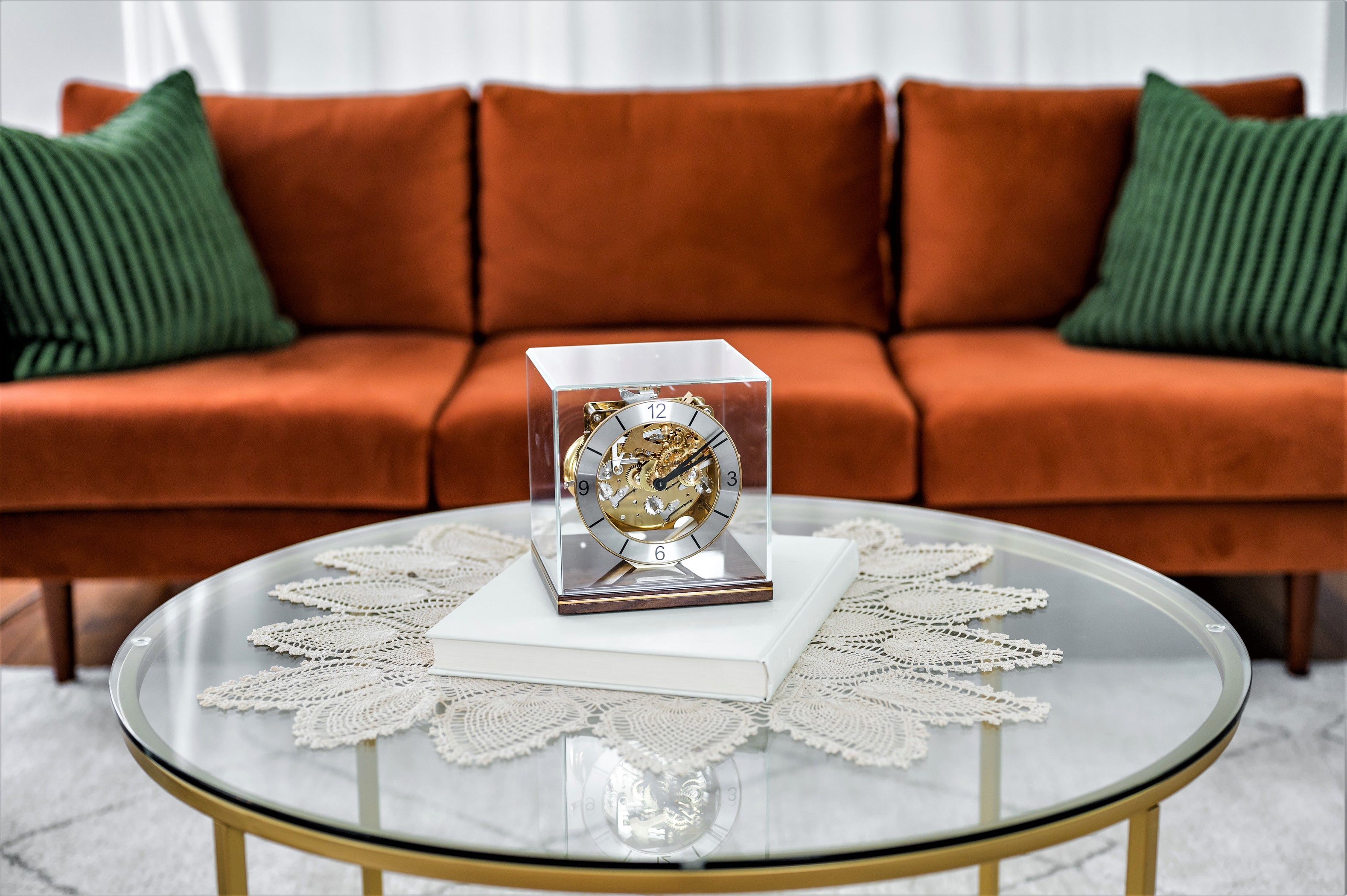 Modern Cubic Clark Mantel Clock with Exposed Movement — Emperor Clock ...