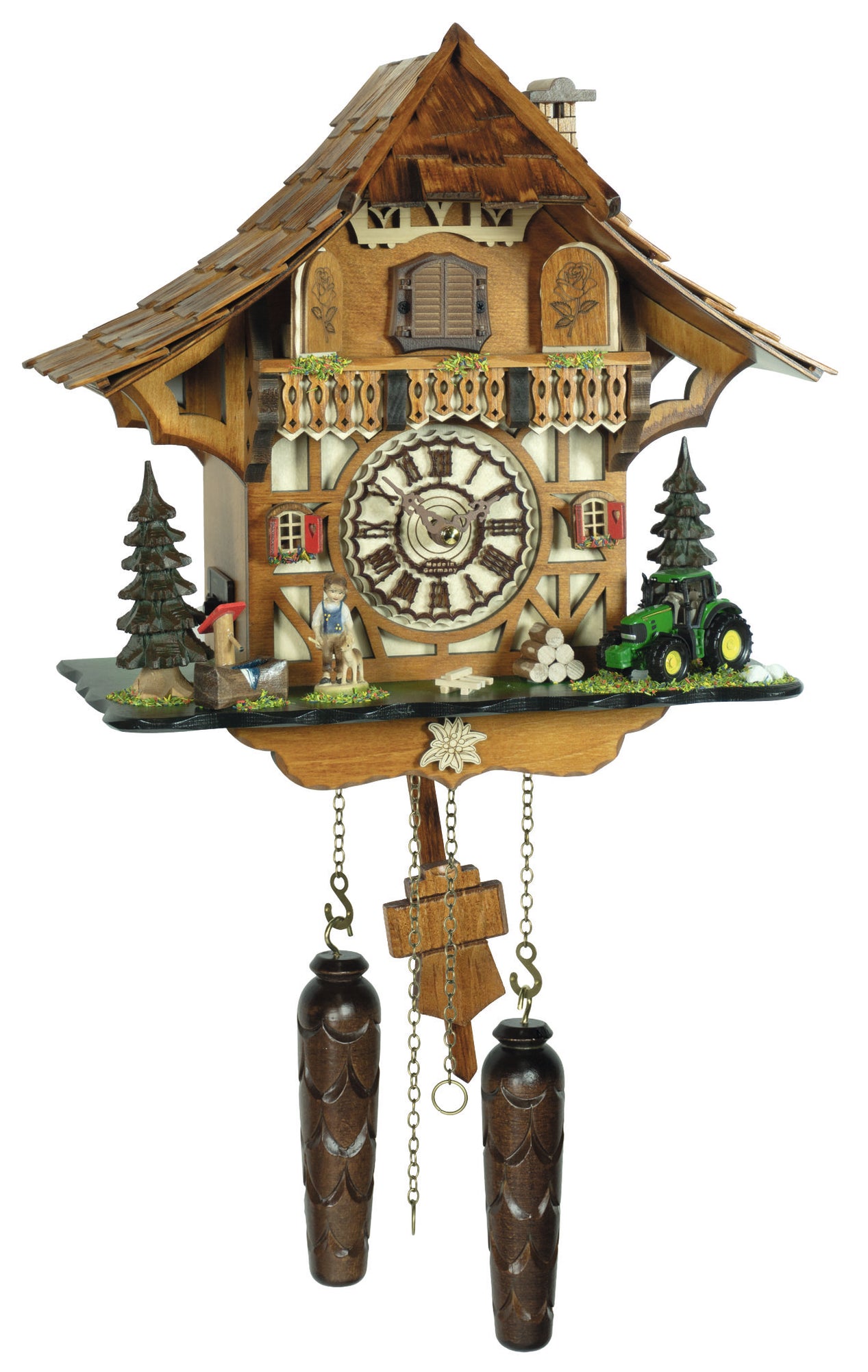 Cuckoo clock with boy and tractor — Emperor Clock Company
