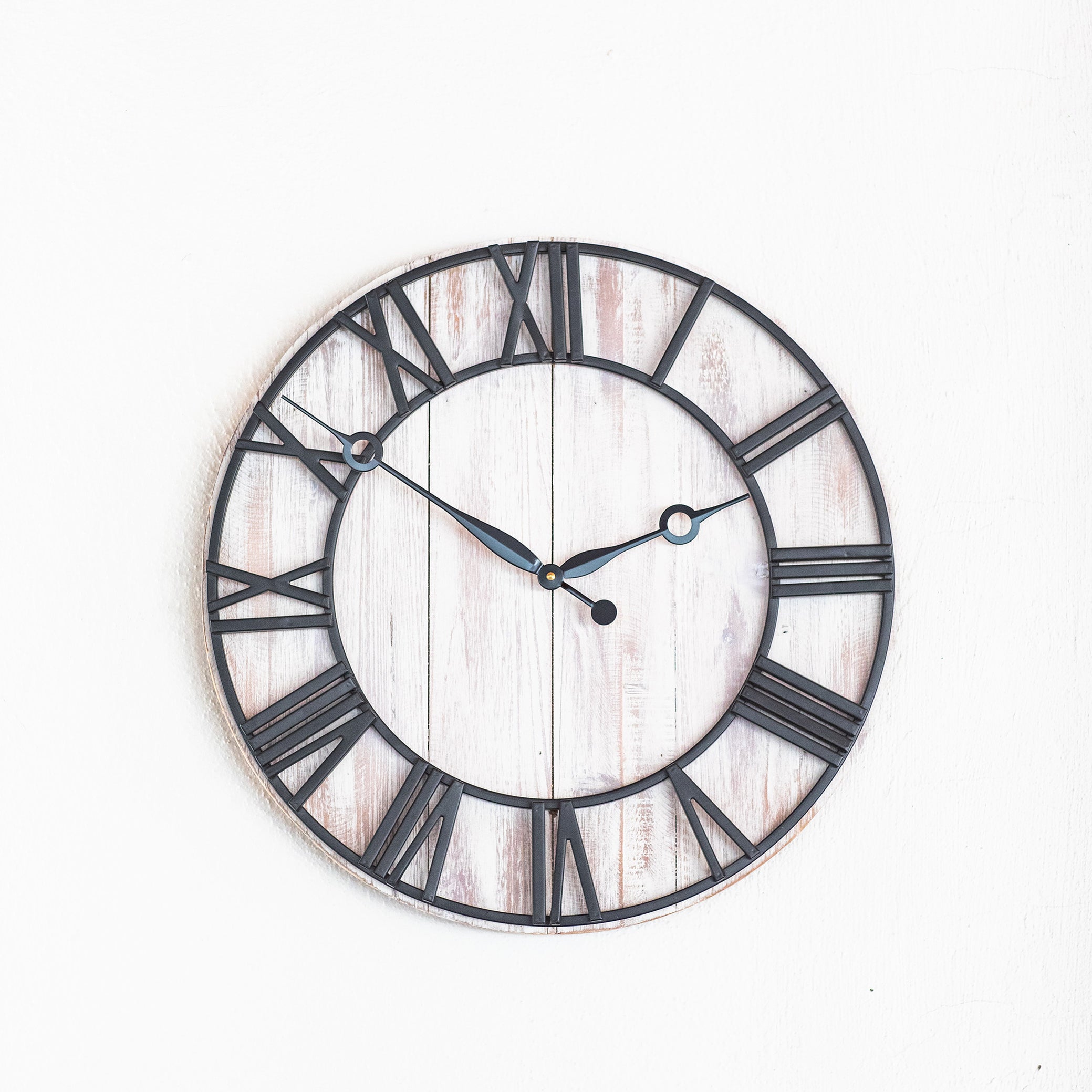Transitional Rebecca Wall Clock with Wood and Stainless Steel — Emperor ...